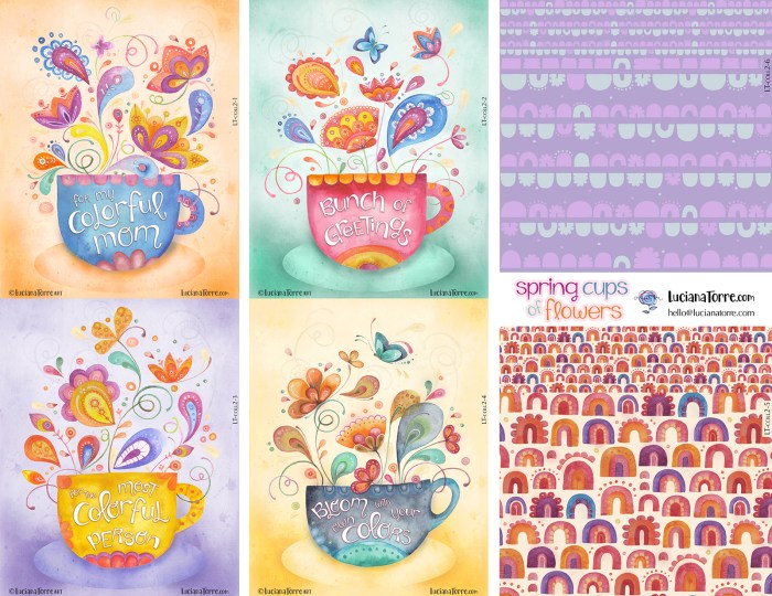 spring cups of flowers design collection – Luciana Torre Art floral ...